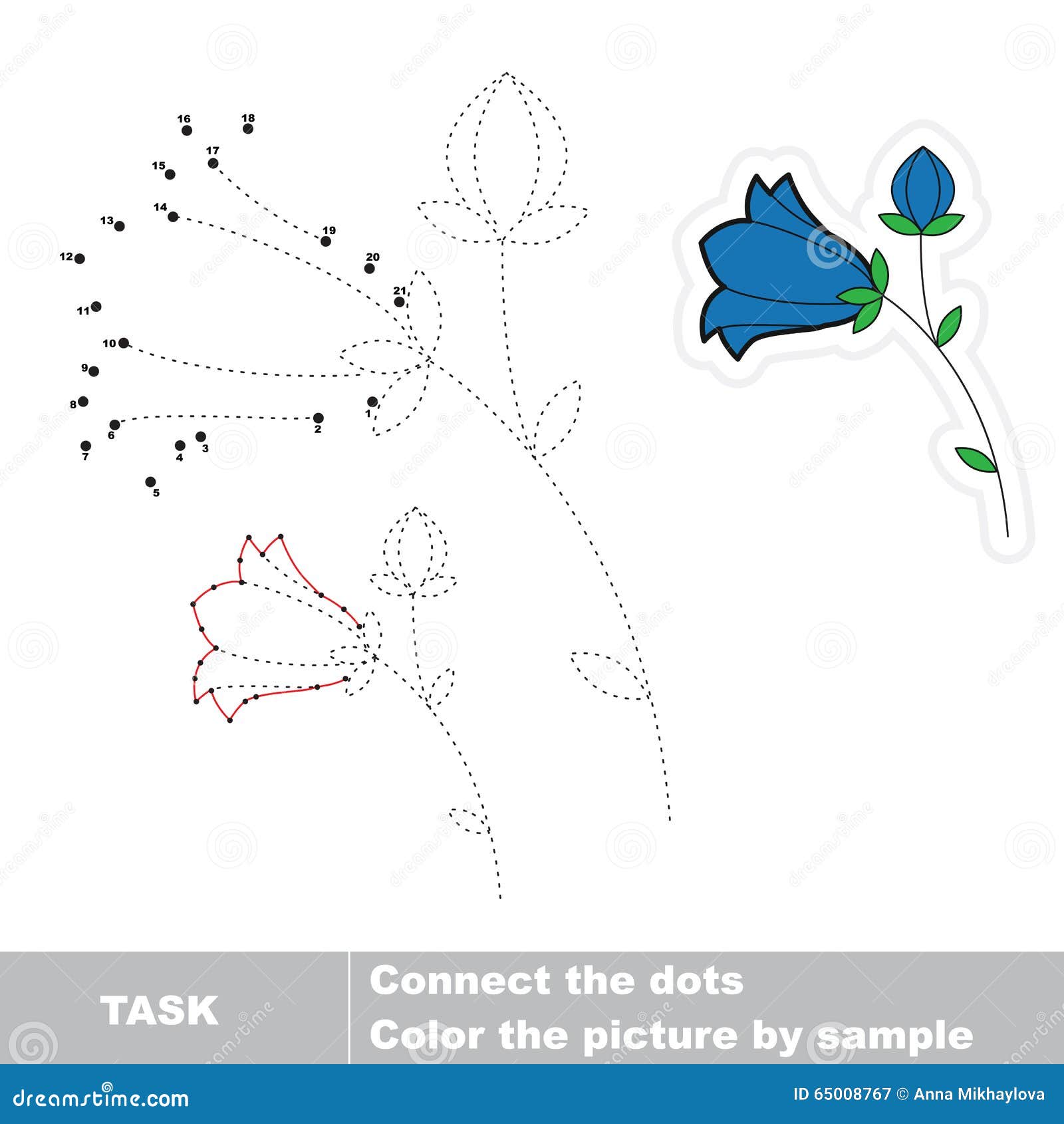 Bluebell To Be Traced. Vector Numbers Game. Stock Vector - Illustration ...