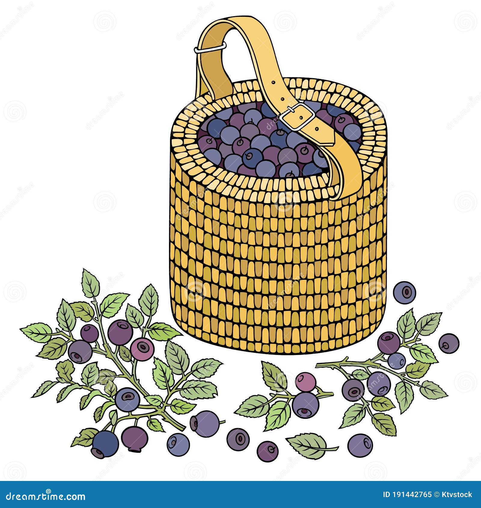 Blueberries in Basket. Cartoon Vector Illustration Stock Vector ...