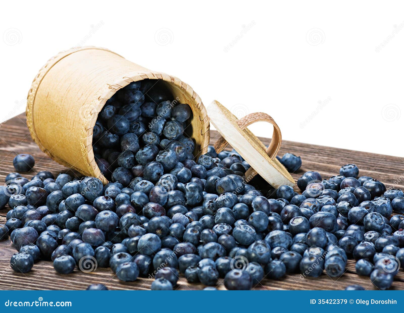 Blueberries in a Basket is Scattered on the Wooden Table Stock Image ...