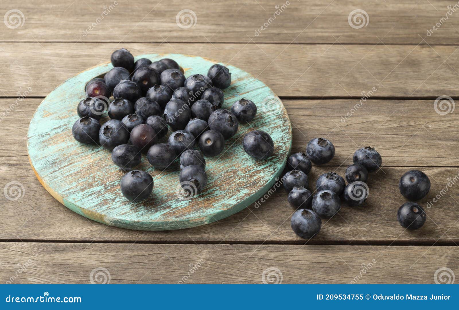 Blueberries on a Board Over Wooden Table Stock Image - Image of diet ...