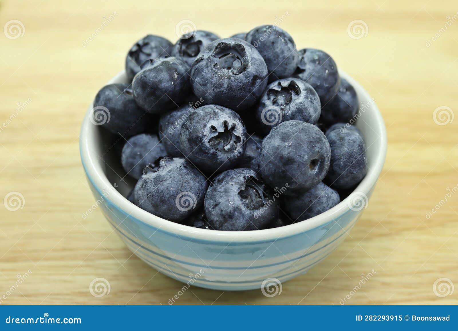 Blueberries in Bowl, Close Up High Angle View Stock Image - Image of ...