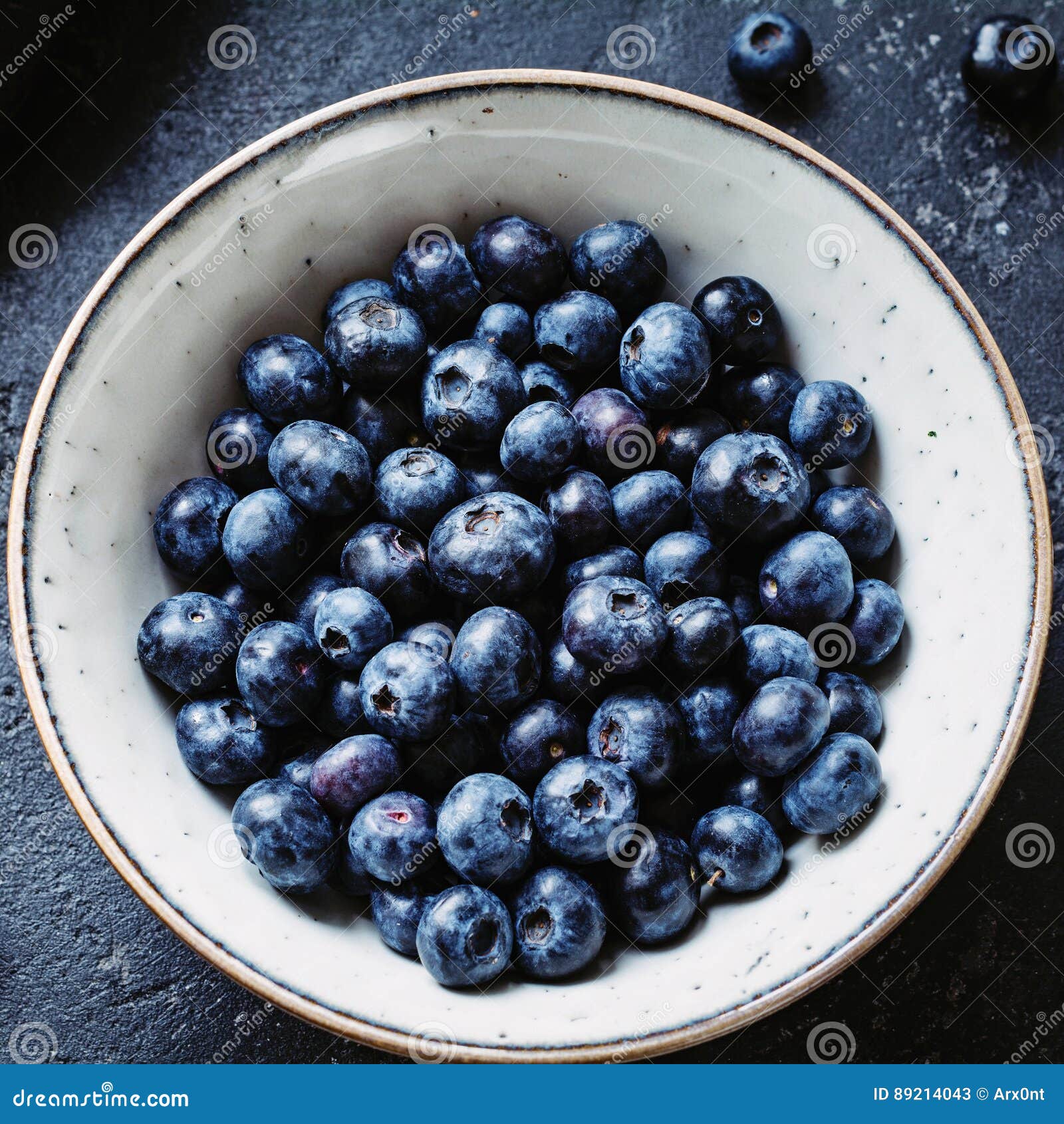 Blueberries in Bowl on Stone Background Stock Image - Image of ...