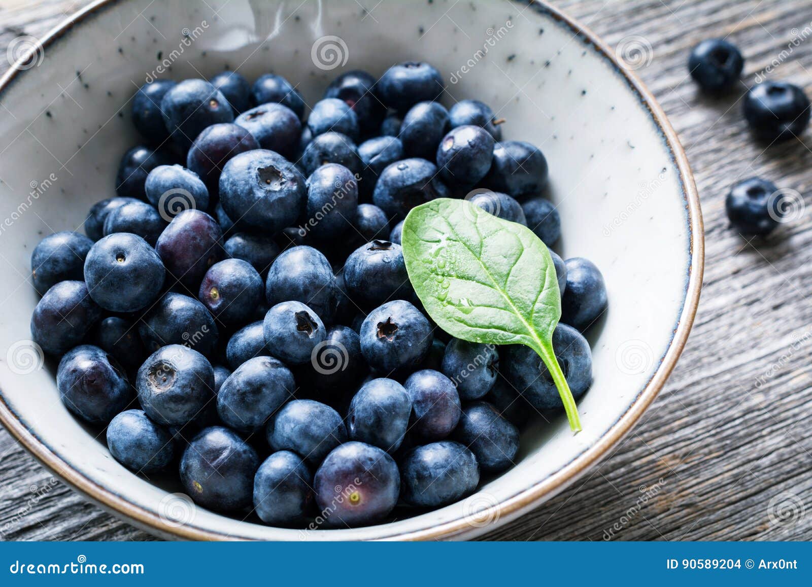 Blueberries in Bowl on Wooden Background Stock Photo - Image of ...