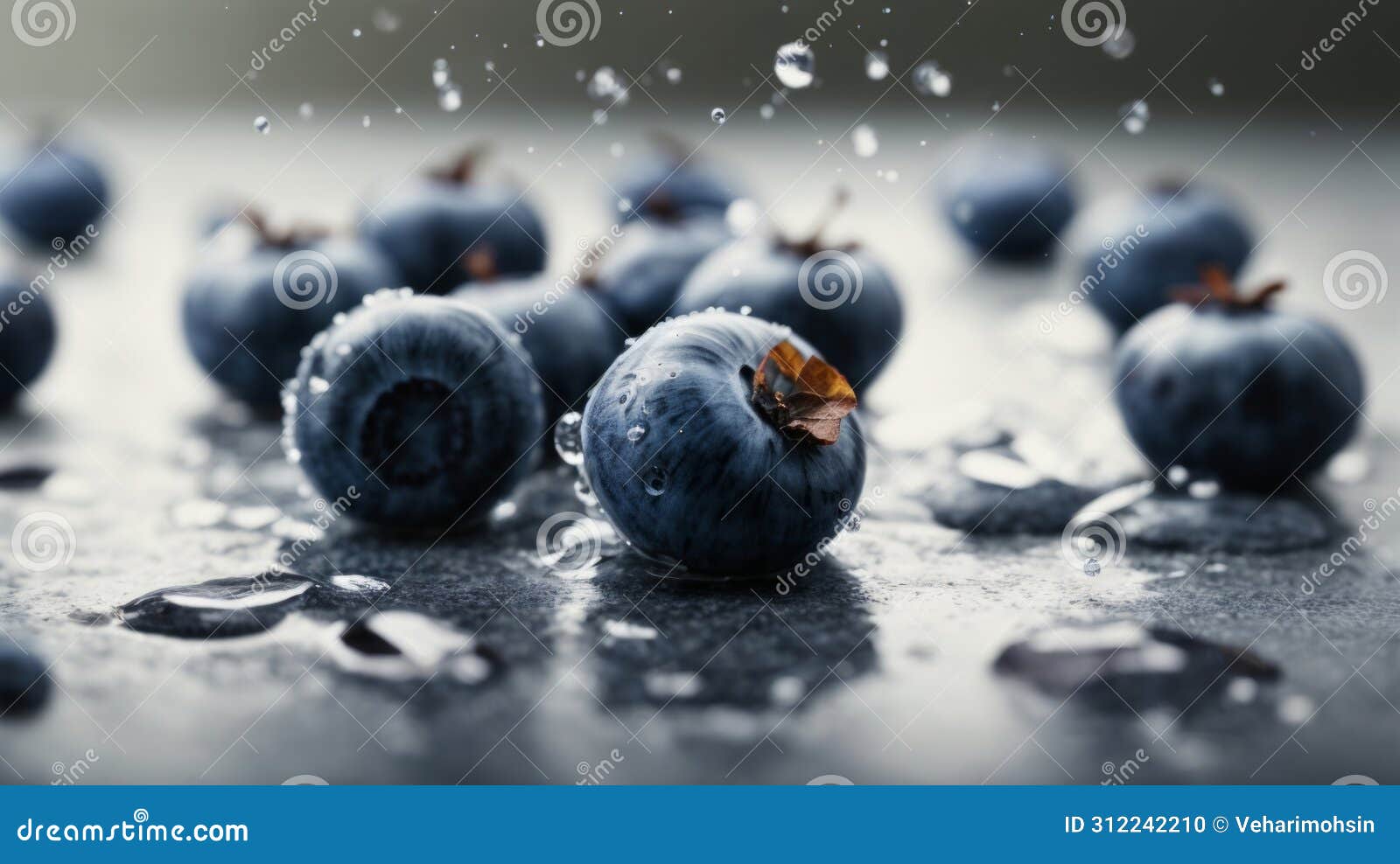 Blueberries Falling, Flying Close-up on a White Background Stock ...