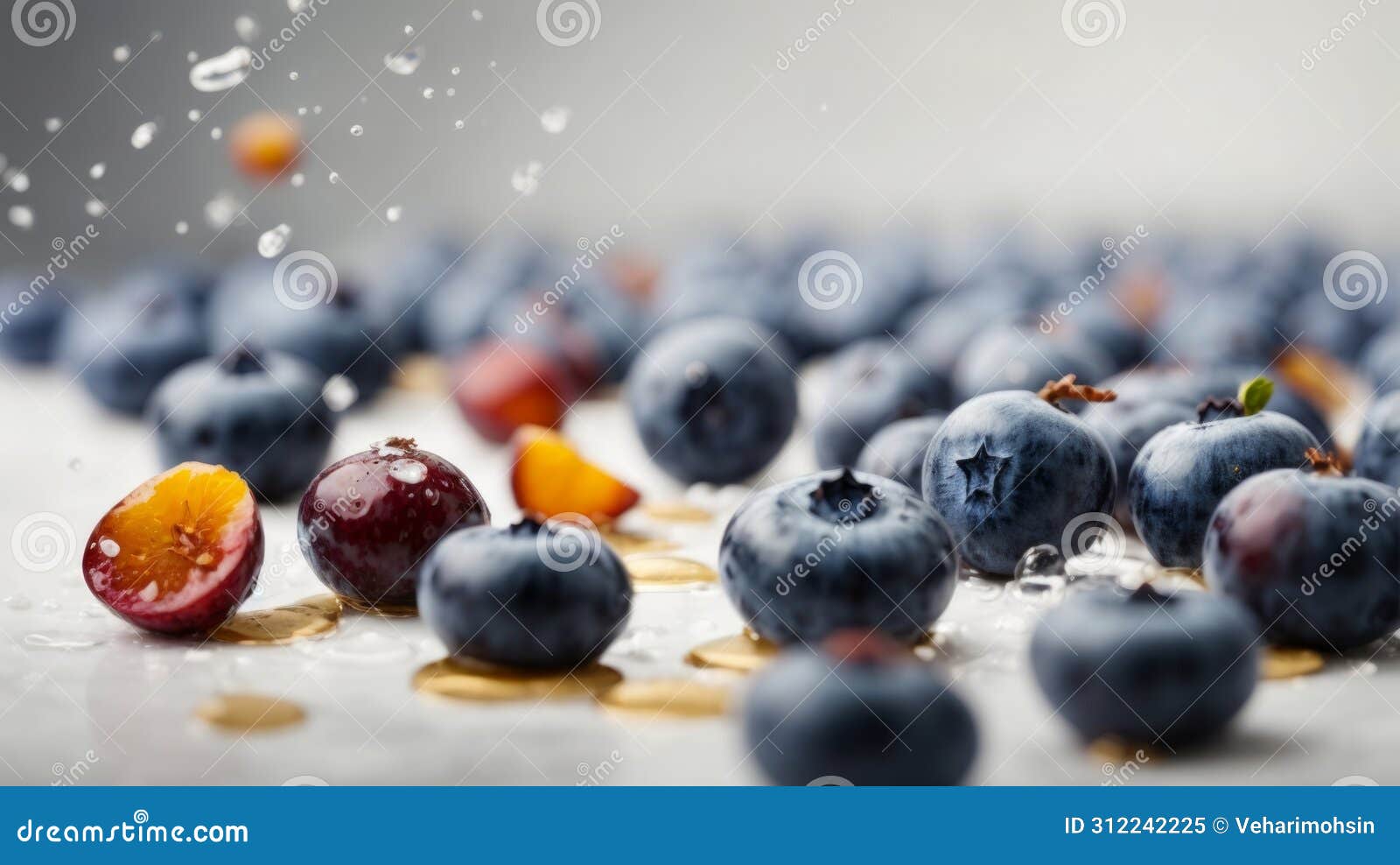 Blueberries Falling, Flying Close-up on a White Background Stock ...