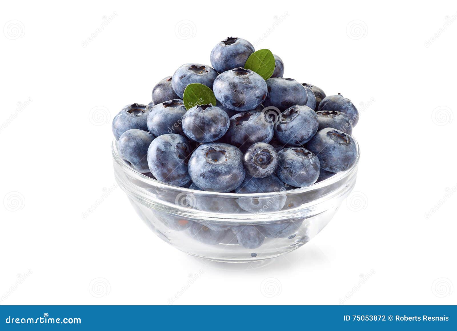 Blueberries in Glass Bowl on White. Stock Photo - Image of organic ...