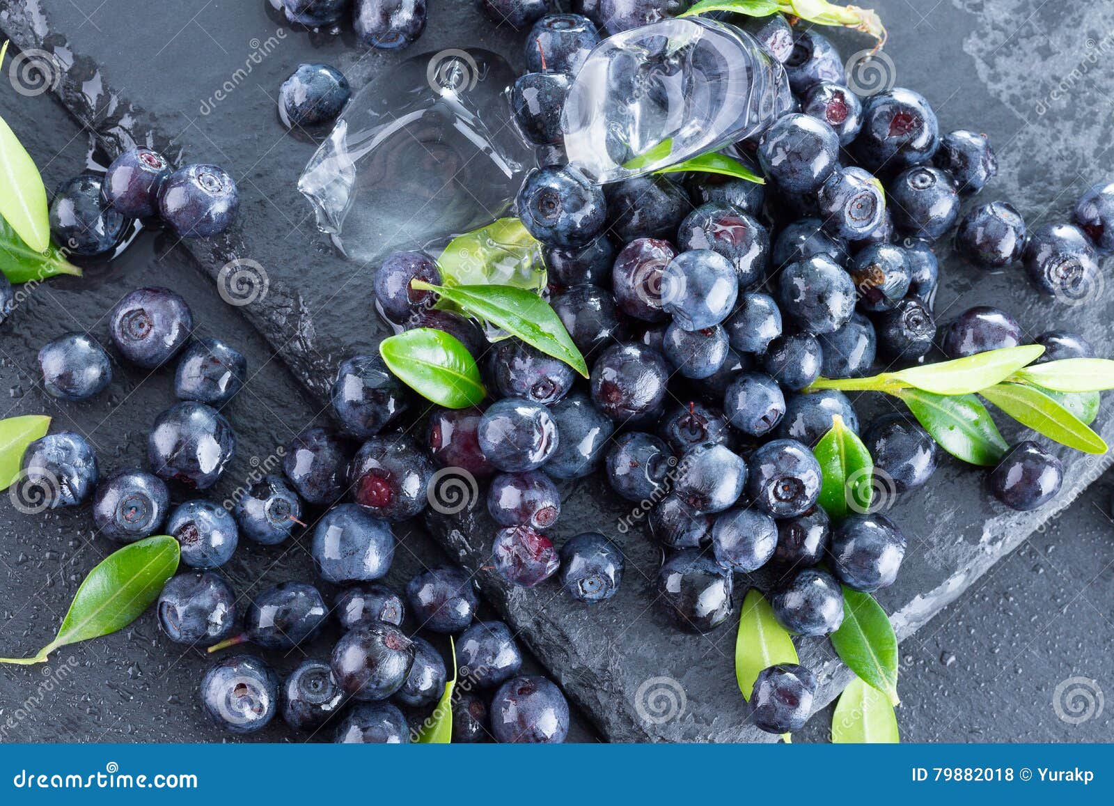 Blueberries with Ice Cubes on Slate Plate Stock Photo - Image of ...