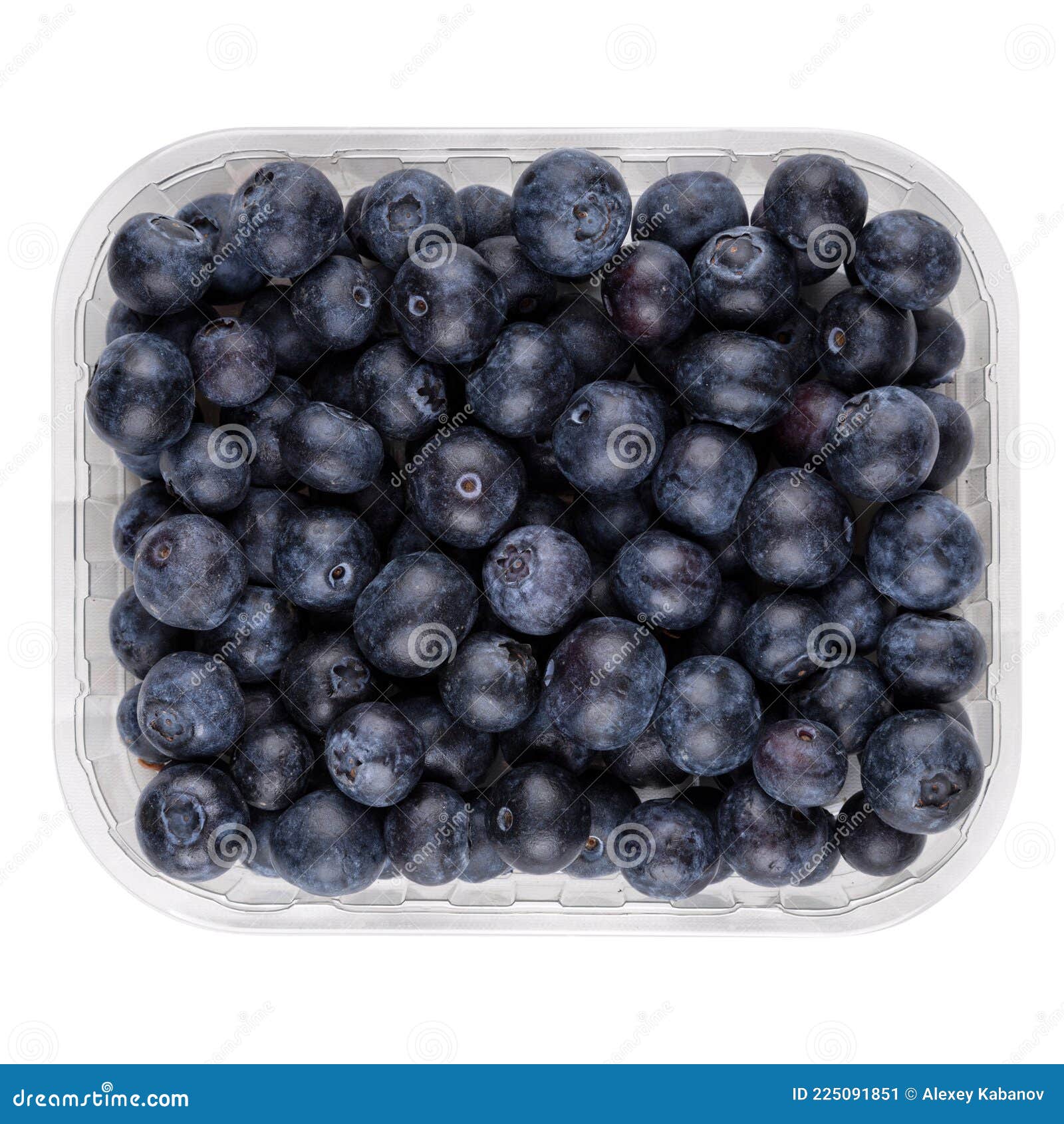 Blueberries in Plastic Box Container Isolated on White Background,top ...