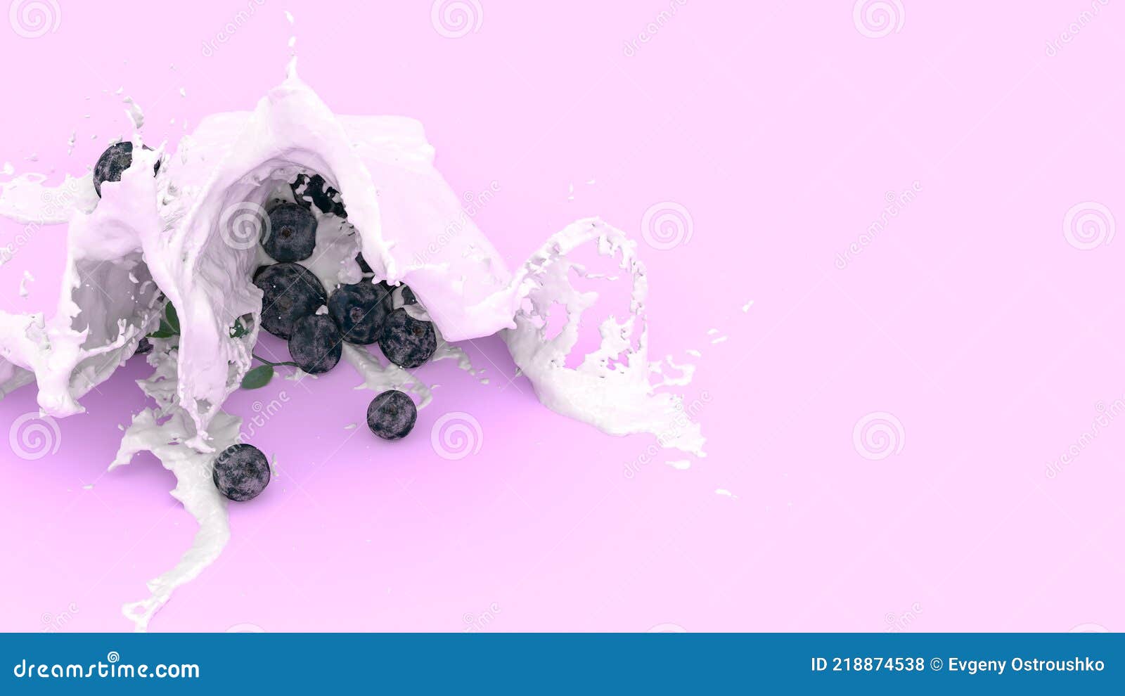 Blueberries on a Purple Background in a Splash of Milk Stock ...