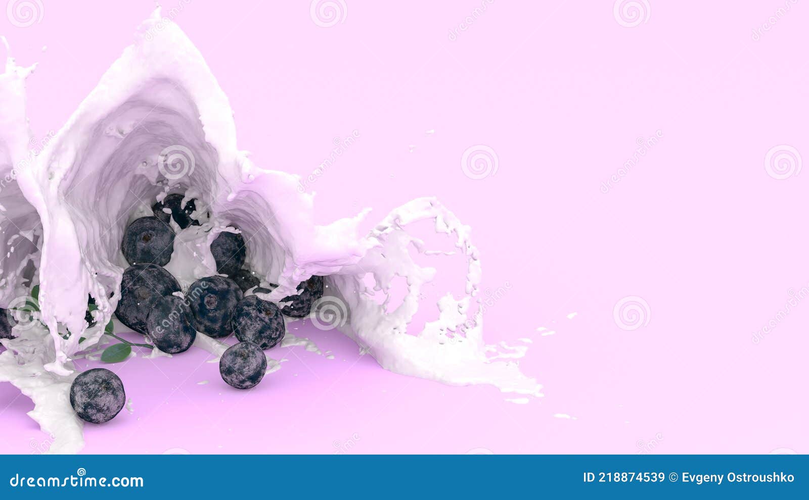 Blueberries on a Purple Background in a Splash of Milk Stock ...