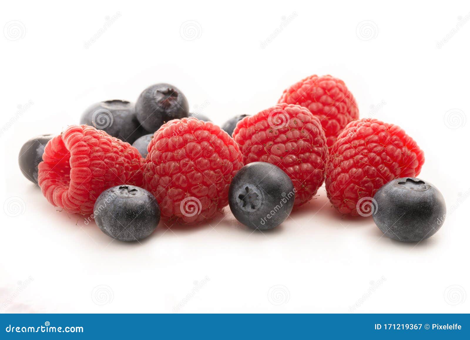 Blueberries and Raspberries Isolated Against White Stock Image - Image ...
