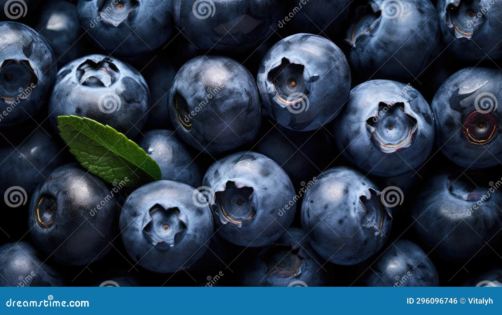 Blueberries Realistic Detailed Image Top Down Point View Shot. Stock ...