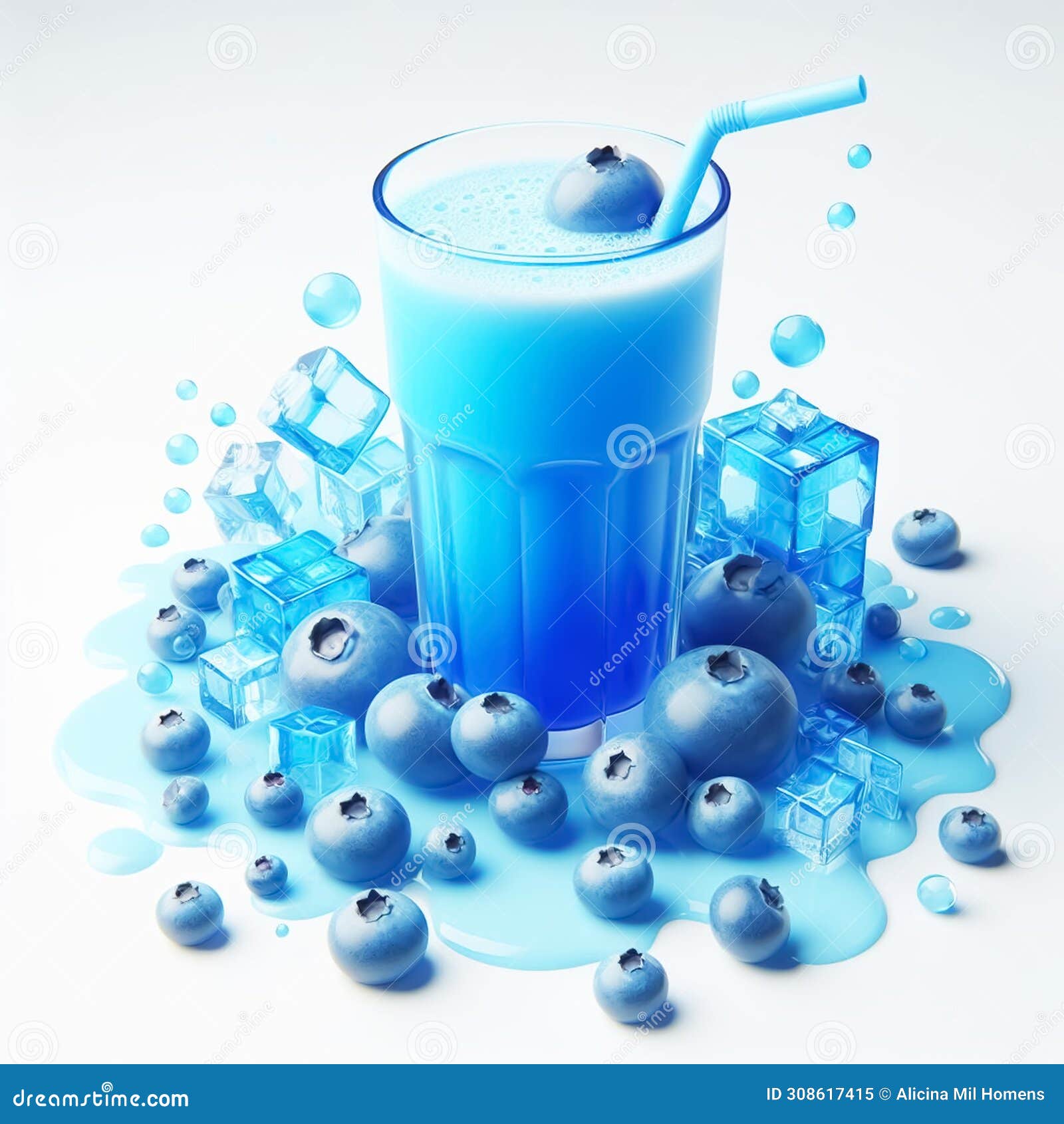 Blueberries Refreshment, Cool Drink. Illustration of Fresh and Healthy ...