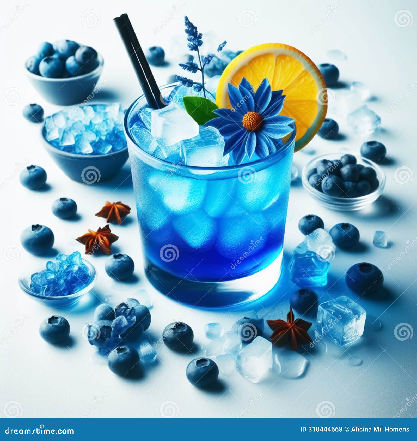 Blueberries Refreshment, Cool Drink. Illustration of Fresh and Healthy ...