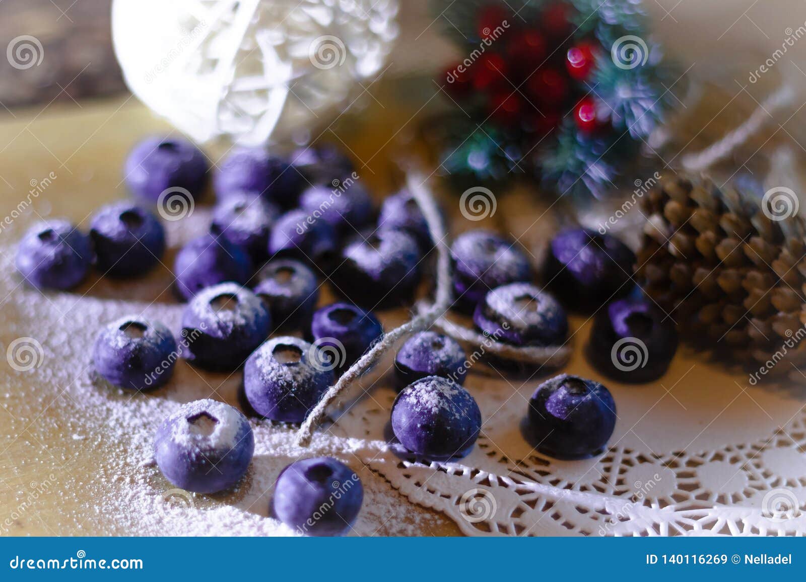 Blueberries Under Powdered Sugar Stock Image - Image of light, view ...