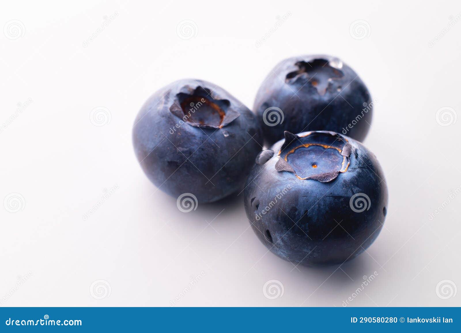 Blueberries on a White Background. Three Blueberries Lie on the Table ...