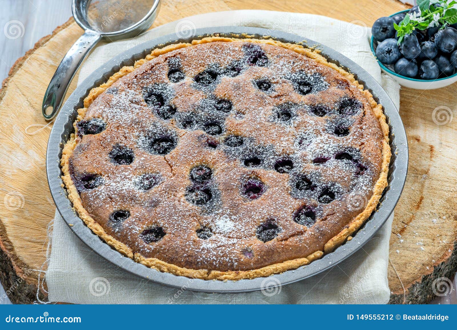 Blueberry and almond tart stock photo. Image of delicious - 149555212