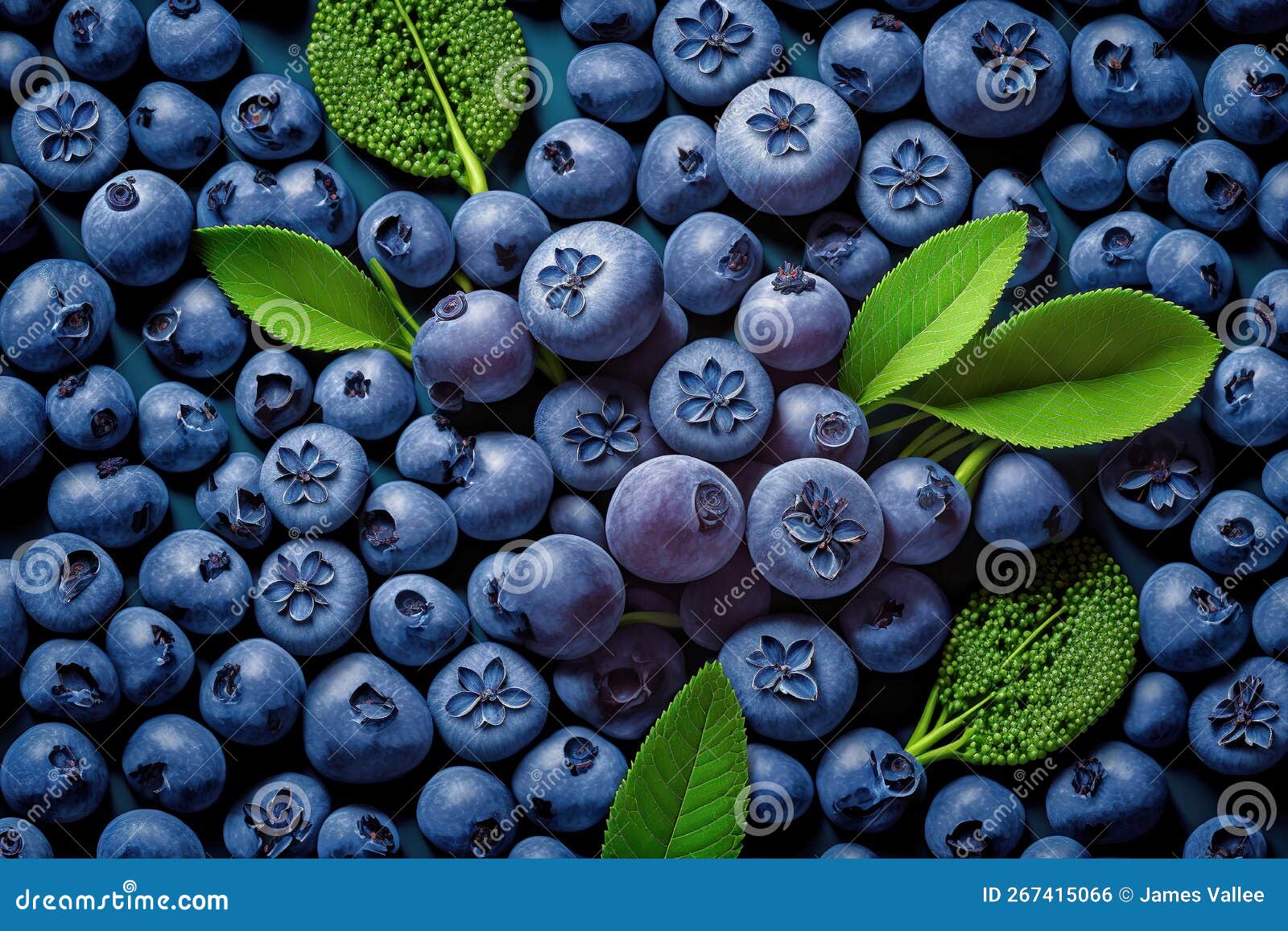 Blueberry Background. Fresh Berry With Green Leaves On Transparent ...