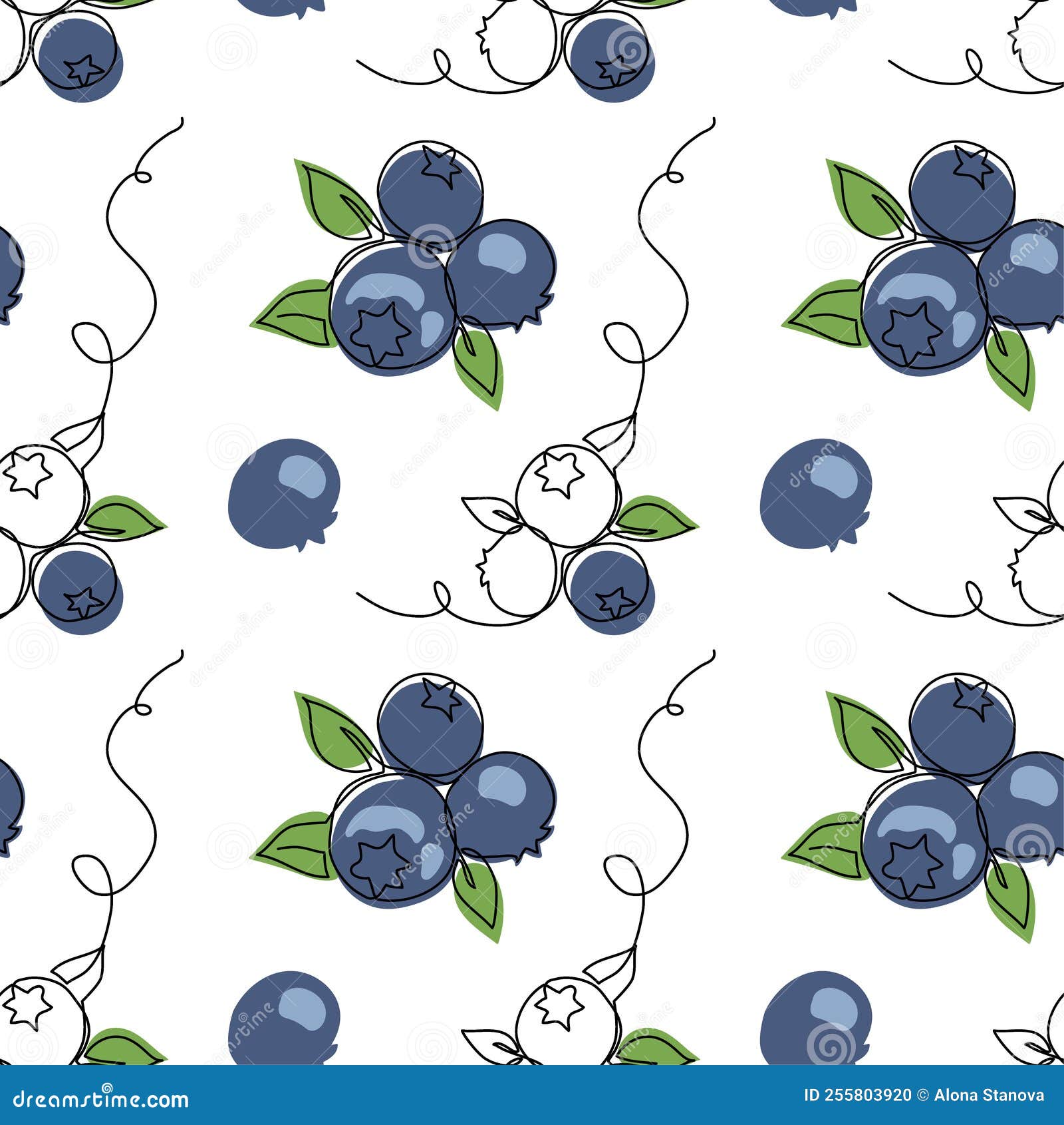 Blueberry,bilberry Vector Pattern. One Continuous Line Art Drawing of ...