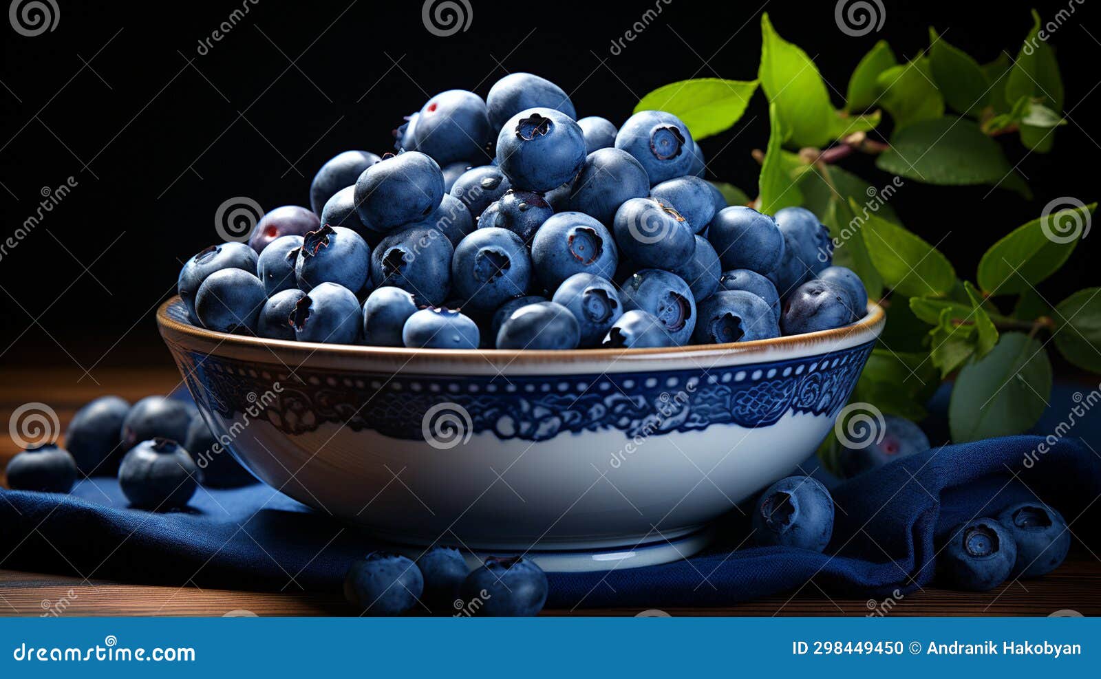 Blueberry in Bowl on the Table Stock Illustration - Illustration of ...