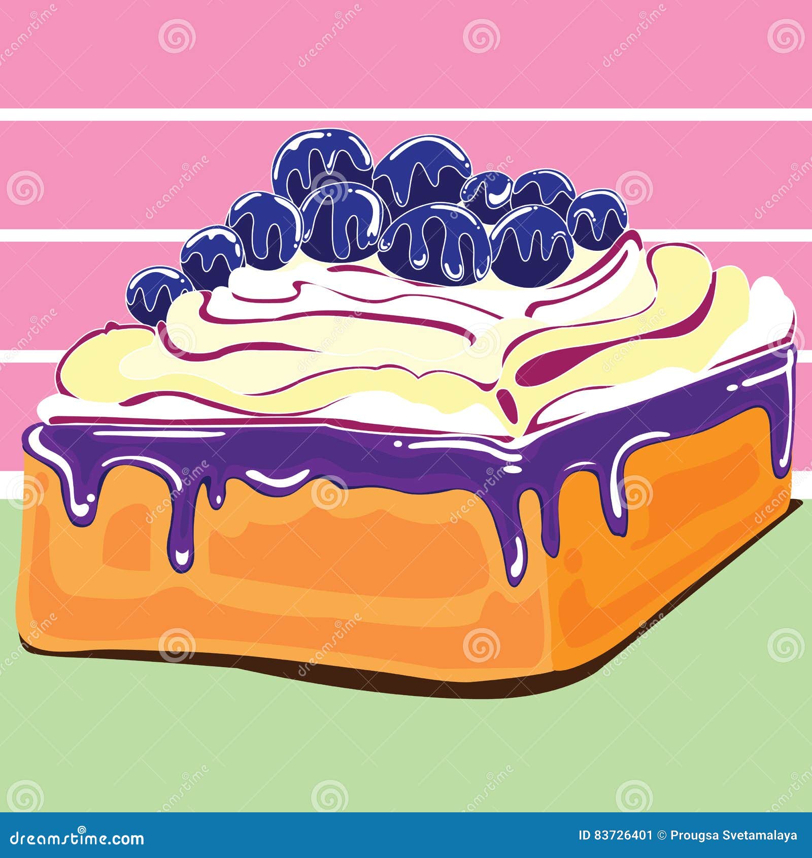 Blueberry Cake Design stock vector. Illustration of sugar - 83726401