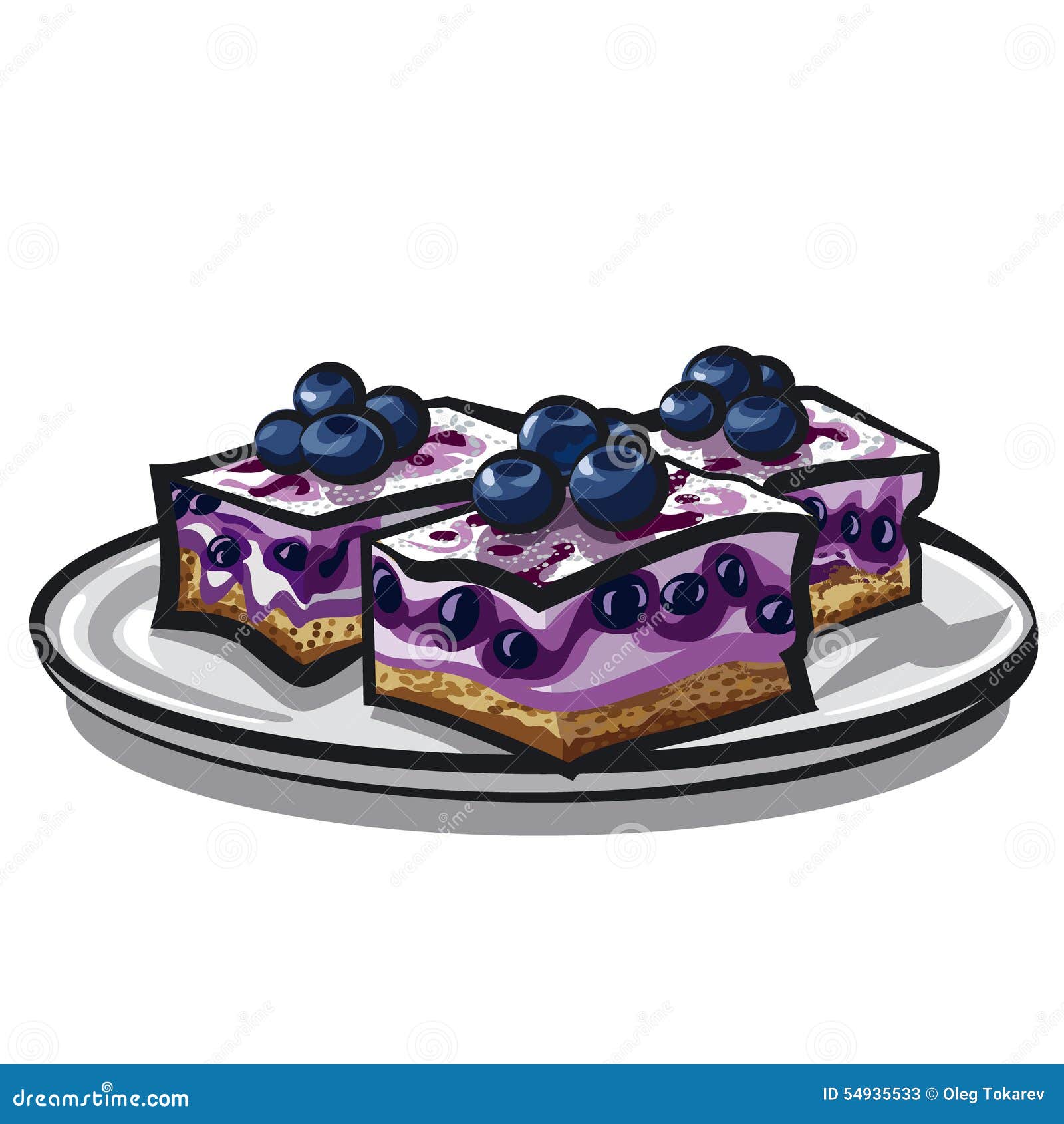 Blueberry cake stock illustration. Illustration of icing - 54935533
