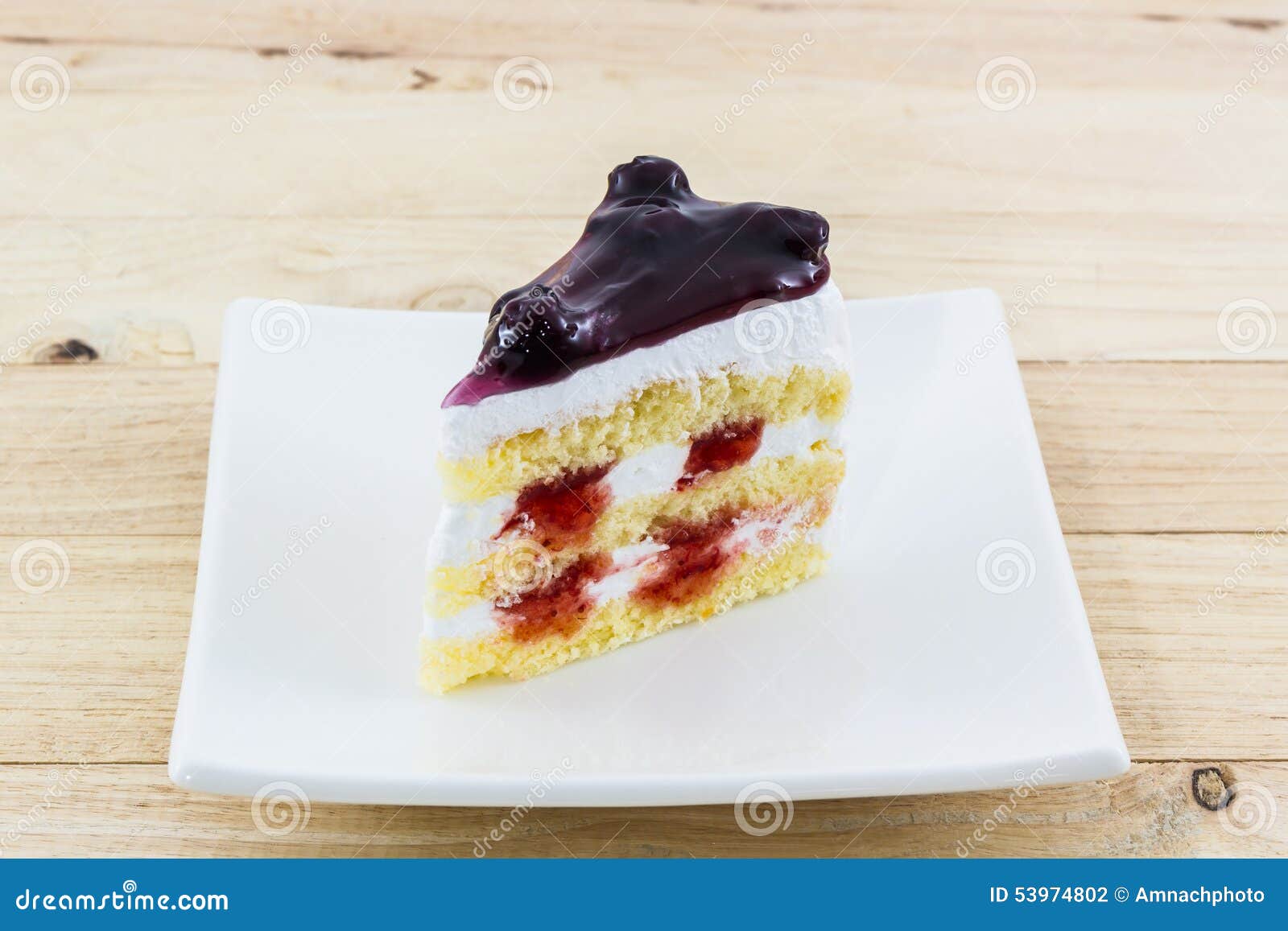 Blueberry Cake slice. stock photo. Image of cream, freshness - 53974802