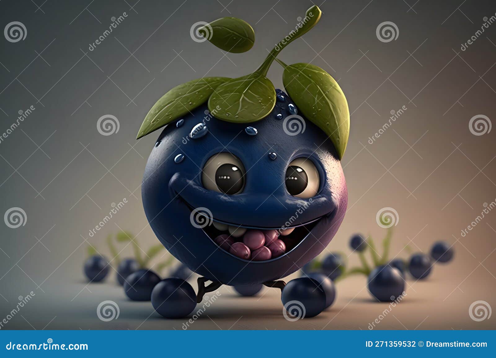 Blueberry Cartoon Character. Stock Illustration - Illustration of ...