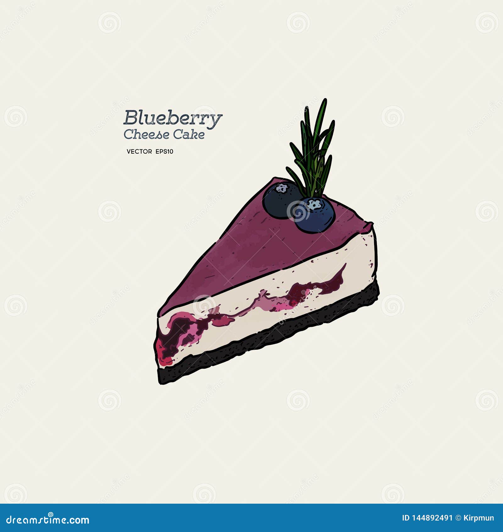 Blueberry Cheese Cake, Hand Draw Sketch Vector Stock Vector ...