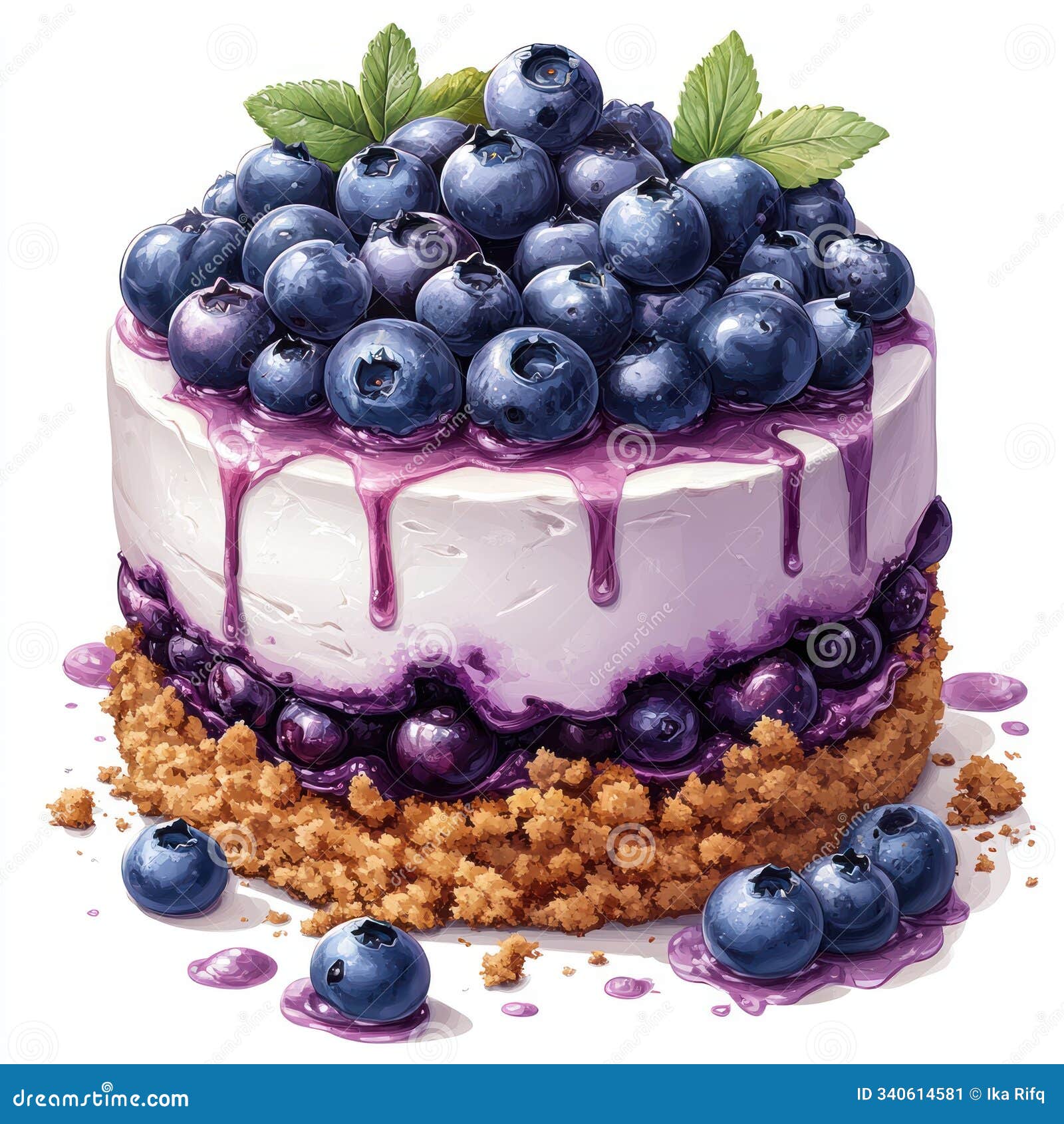 Blueberry Cheesecake Dessert Illustration Stock Illustration ...