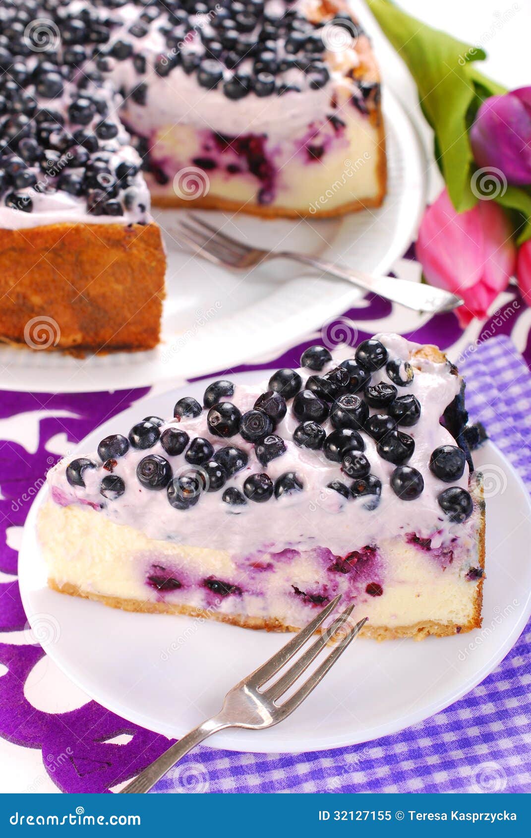 Blueberry Cheesecake with Mascarpone and Fresh Fruits Stock Image ...