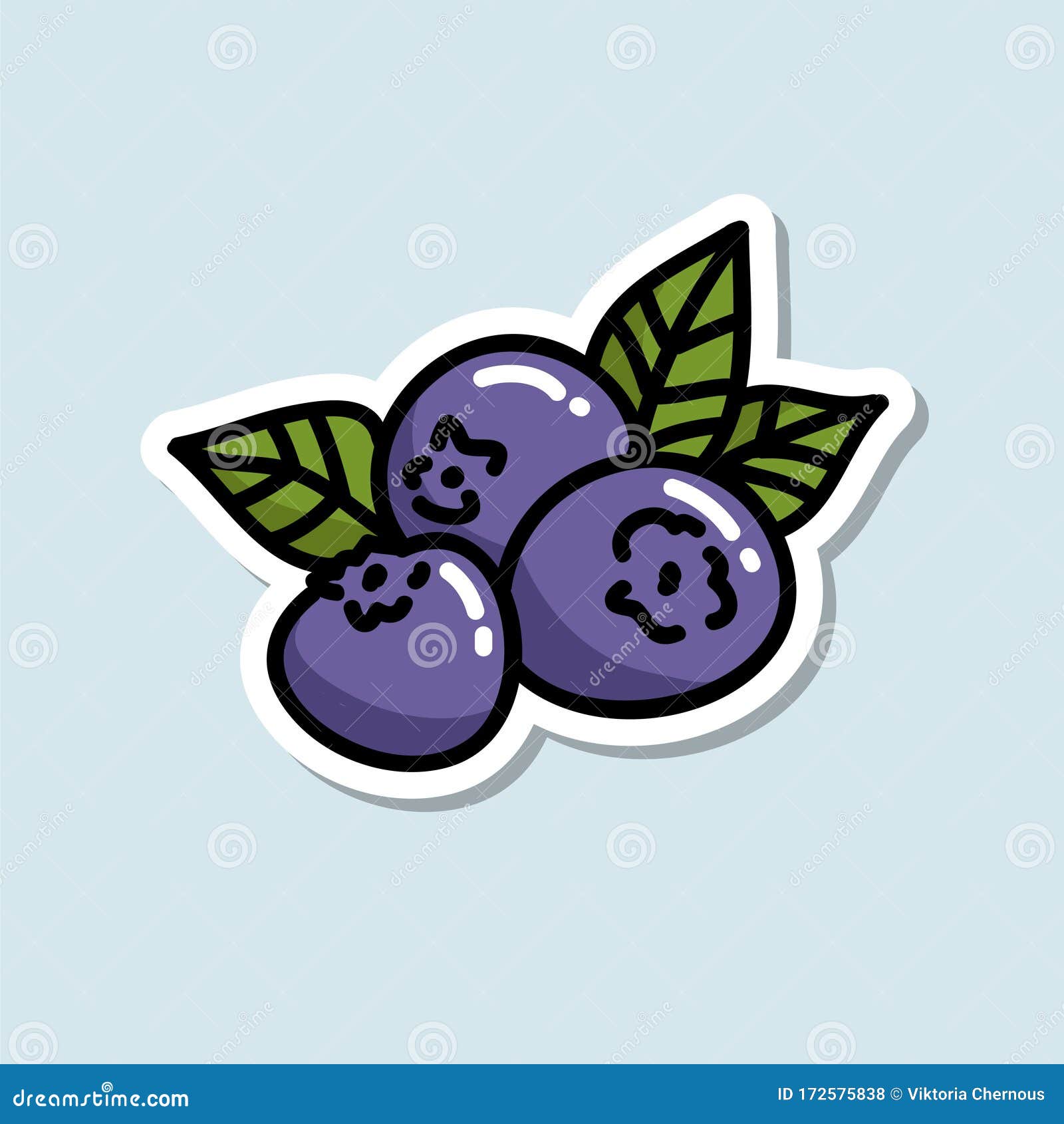 Blueberry Doodle Icon, Vector Illustration Stock Illustration ...
