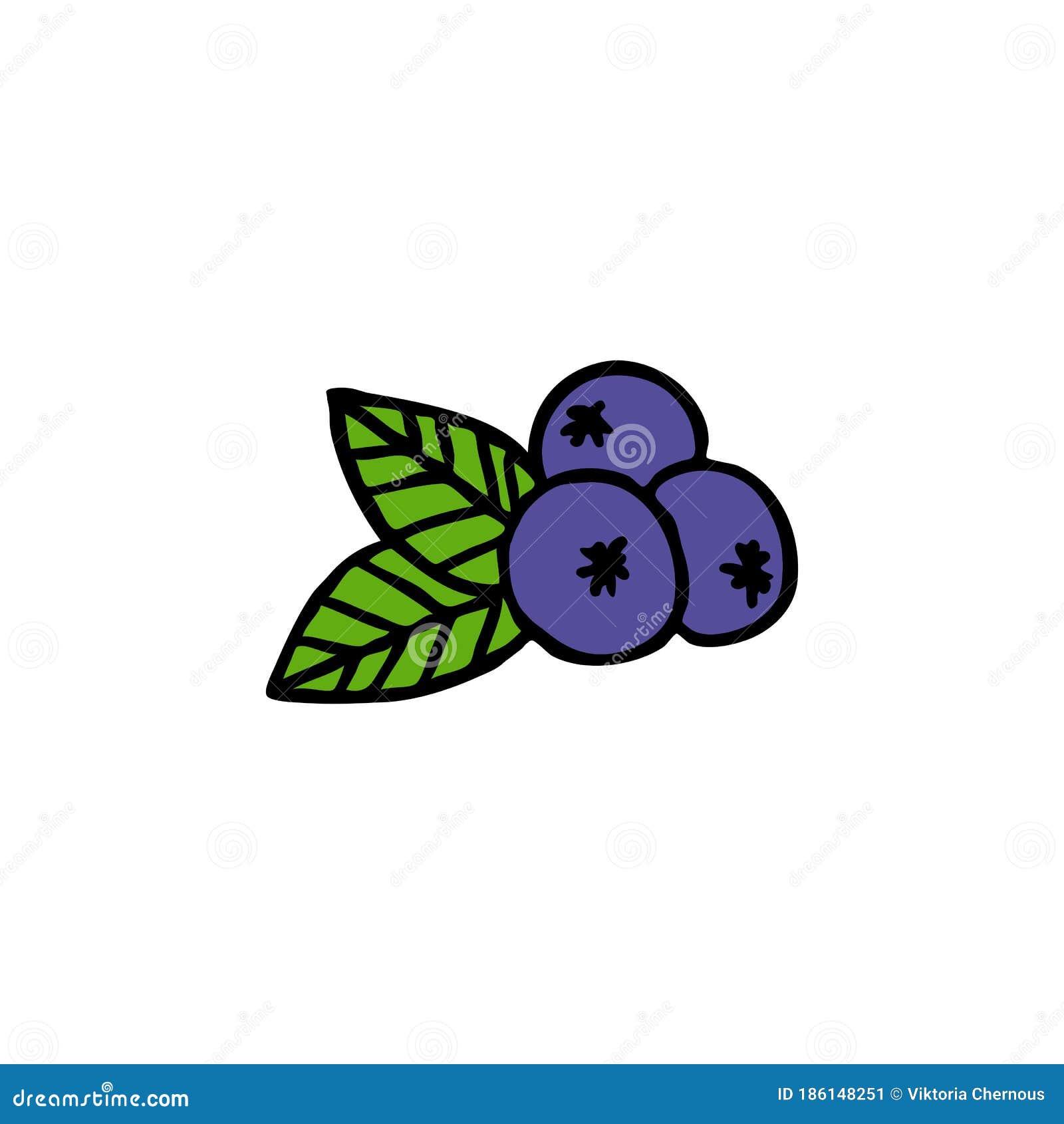 Blueberry Doodle Icon, Vector Illustration Stock Illustration ...