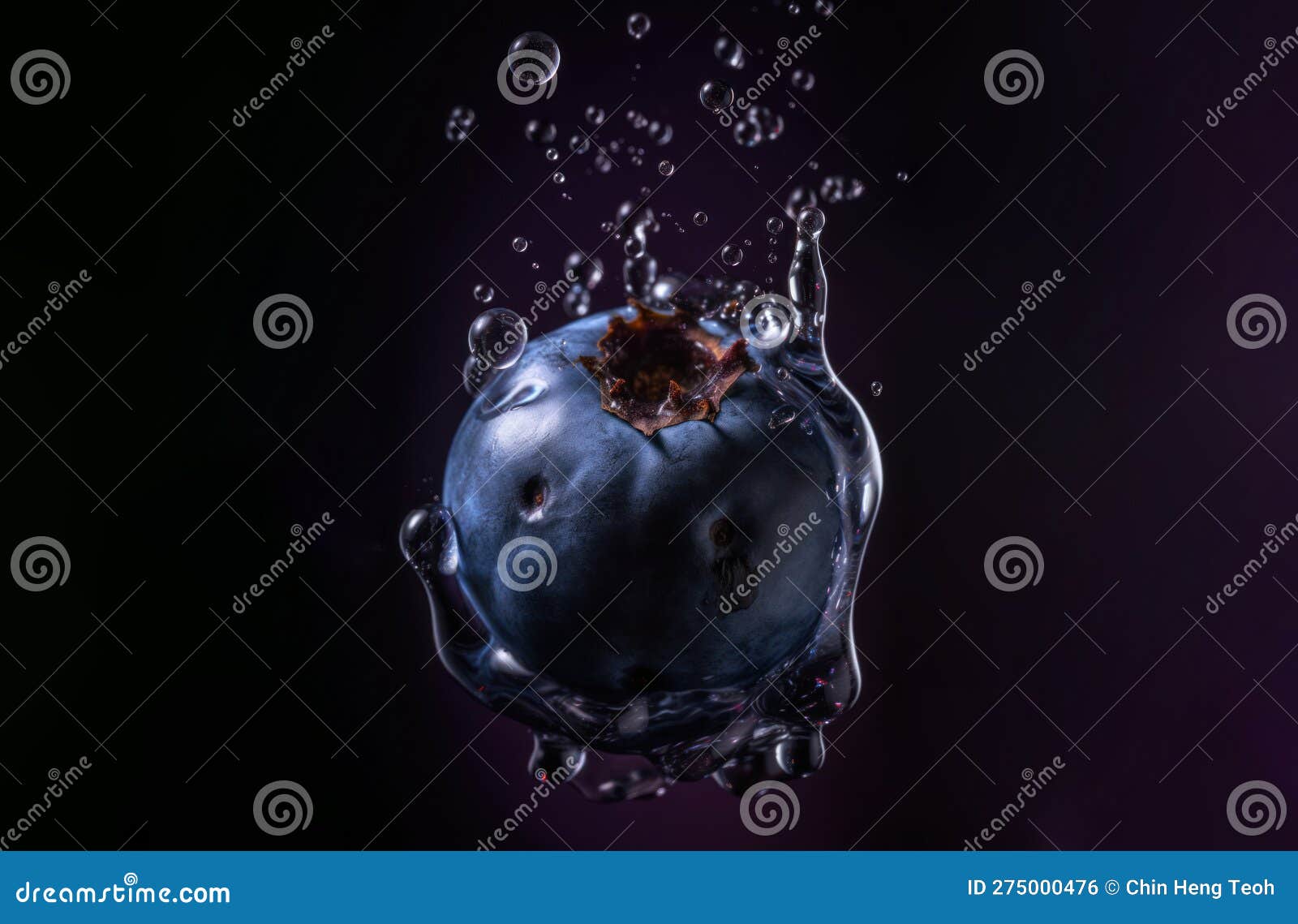 Blueberry Falling In Water Water Splash On Blue Background Stock ...