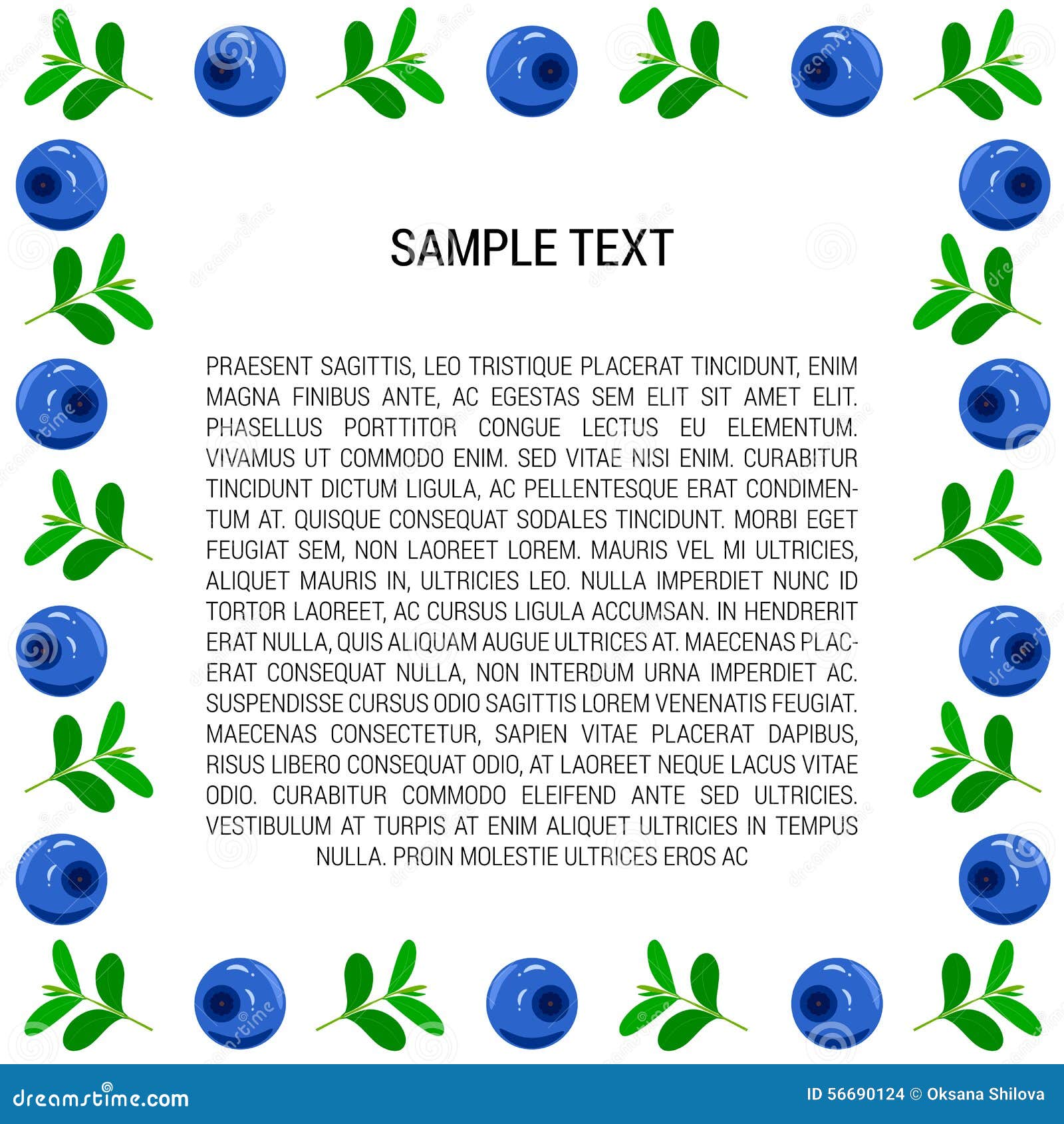 Blueberry Frame with Text. stock vector. Illustration of invitation ...