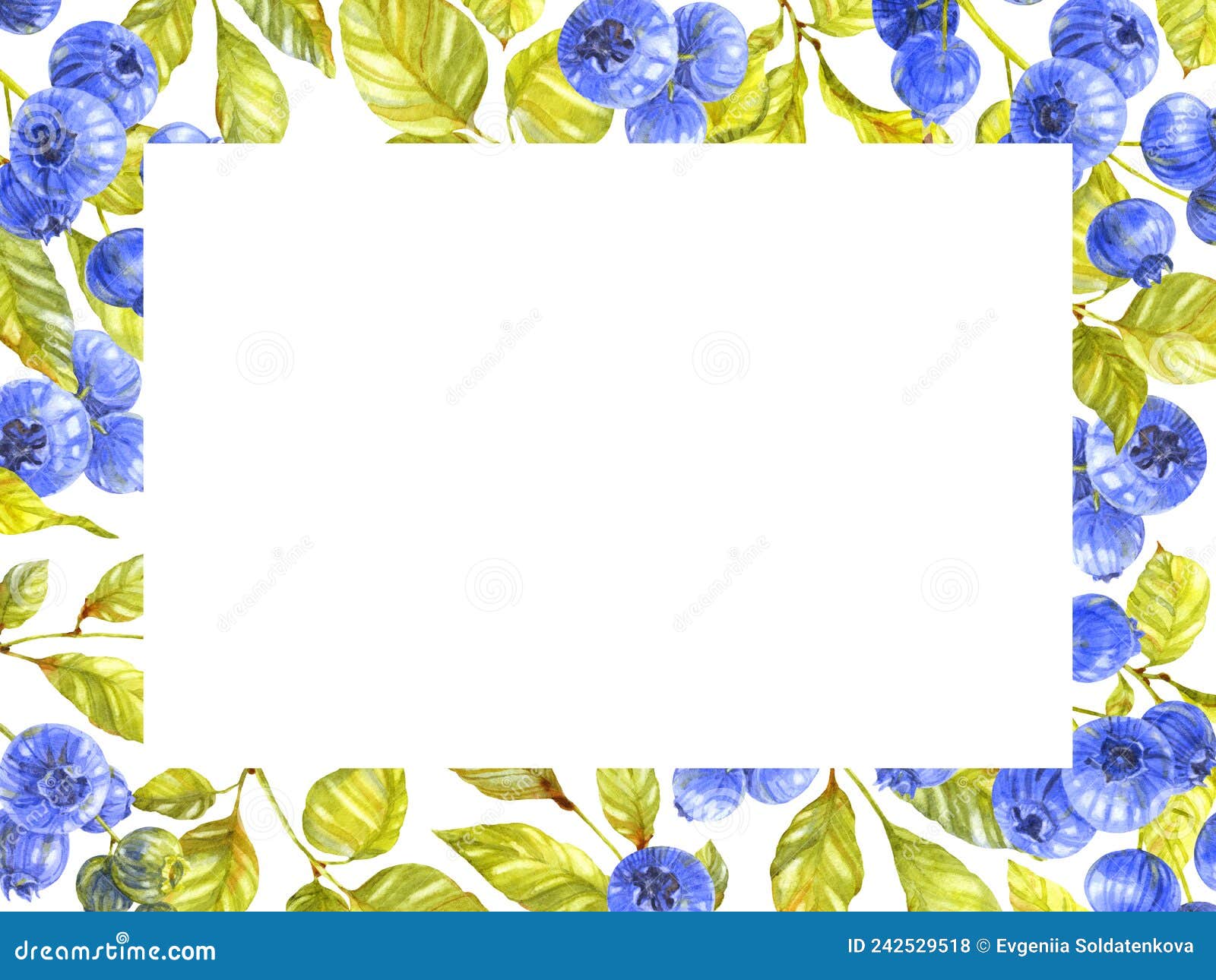 Blueberry Frame. Watercolor Plants for Card, Invitation Stock ...