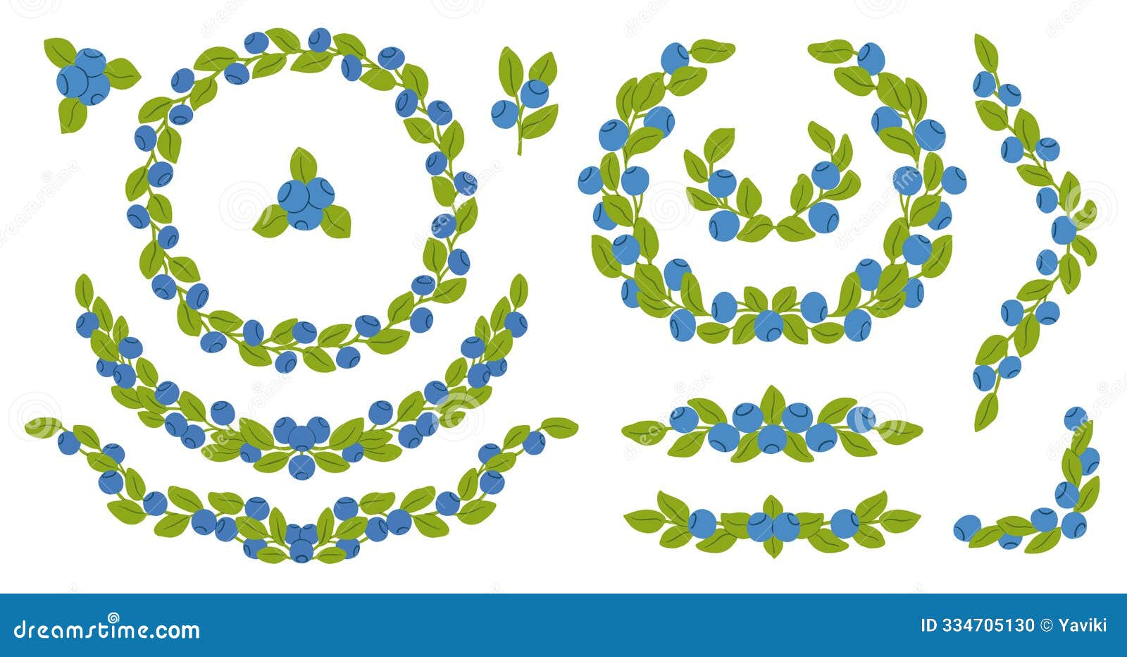 Blueberry Graphic Design Element Set. Colored Fruit Vector Illustration ...