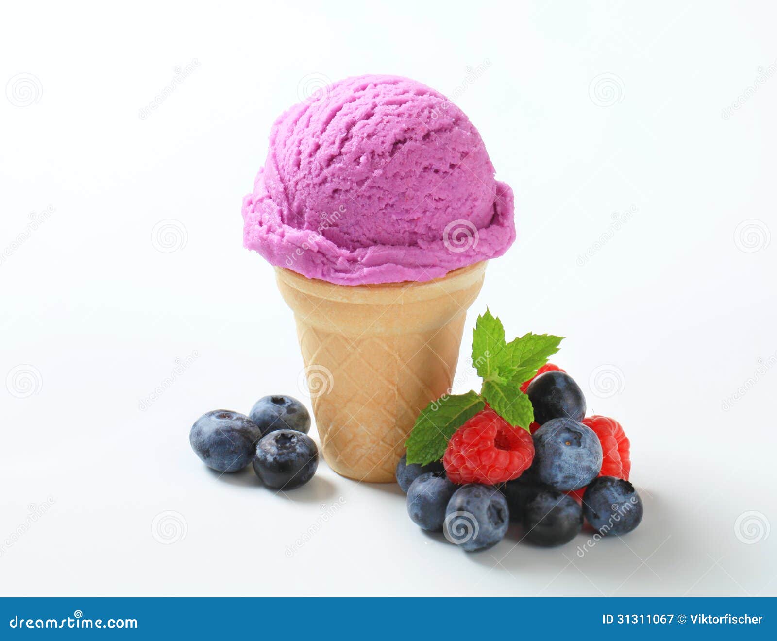 Blueberry ice cream cone stock image. Image of fruit - 31311067