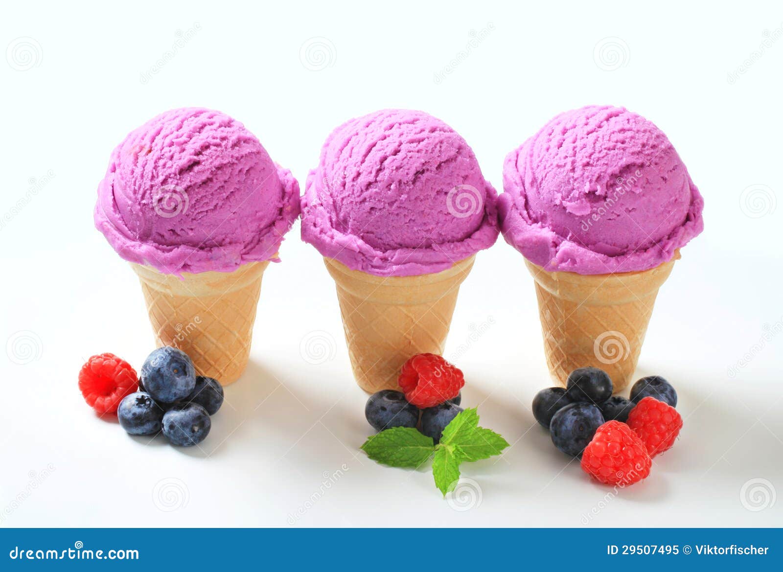 Blueberry ice cream cones stock image. Image of cones - 29507495