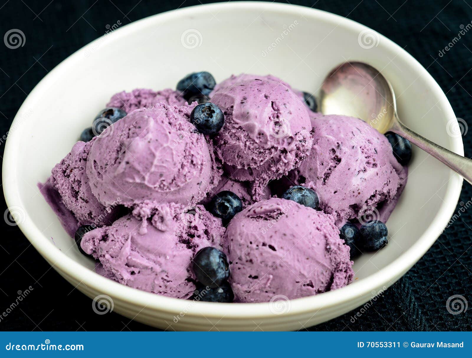 Blueberry ice cream sundae stock image. Image of dessert - 70553311
