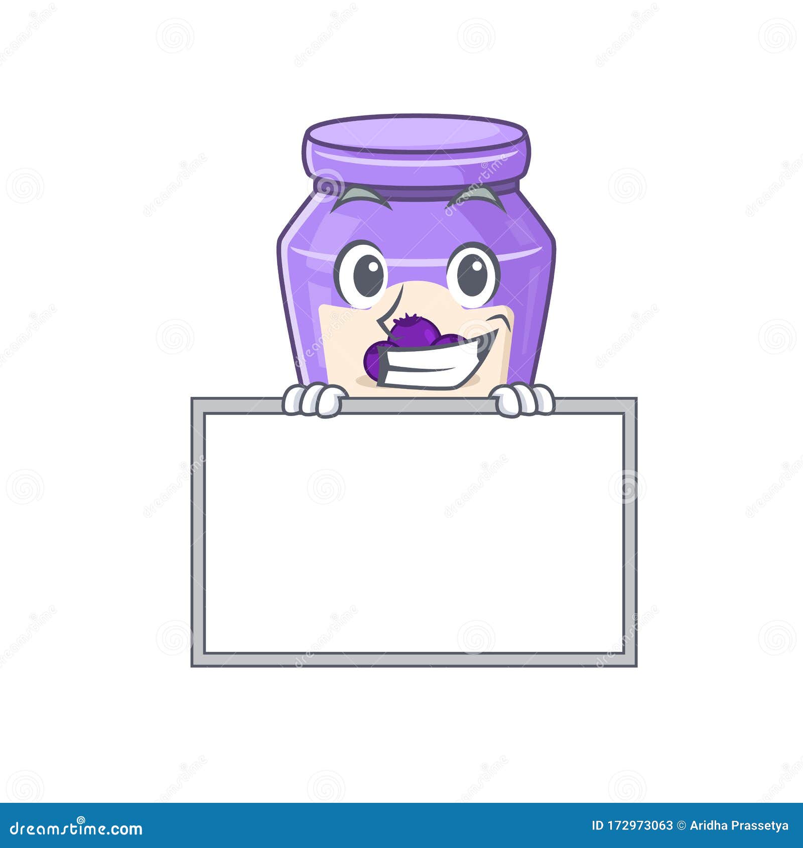 Blueberry Jam Cartoon Design Concept Grinning with Board Stock Vector ...