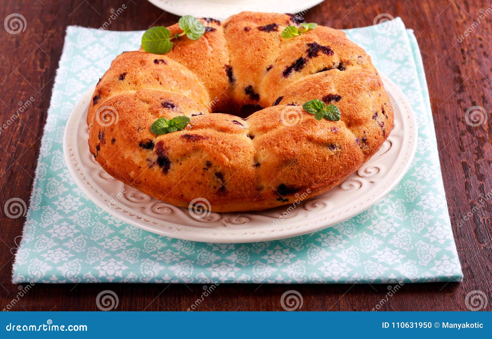 Blueberry and Lemon Ring Cake, Sliced Stock Photo - Image of homemade ...