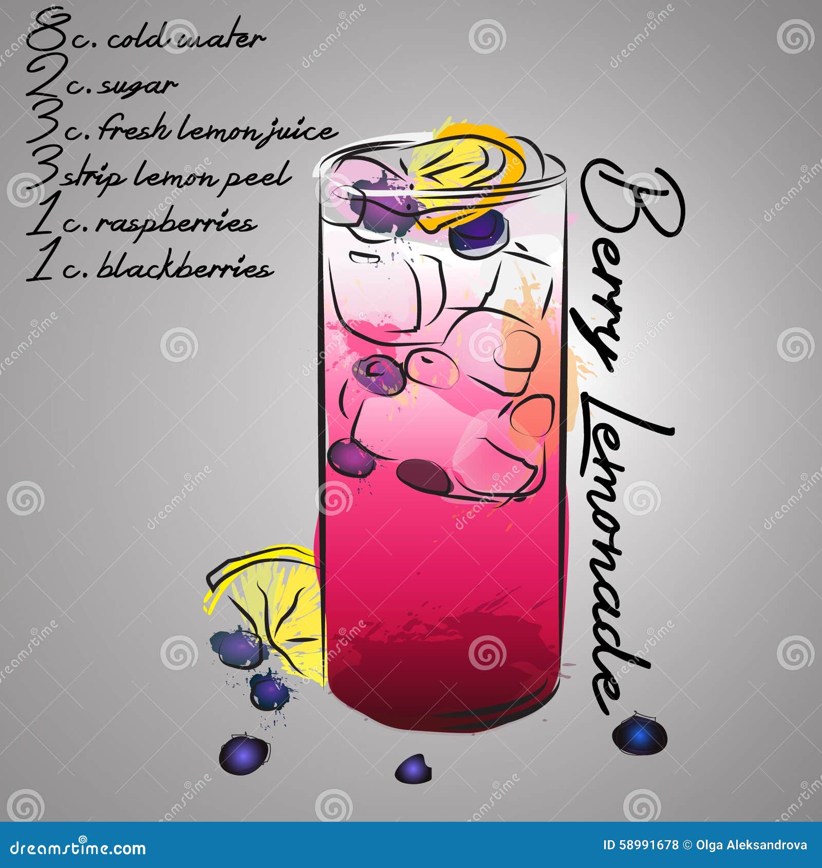 Blueberry Lemonade with Color Splash and Berry Drinks Stock ...