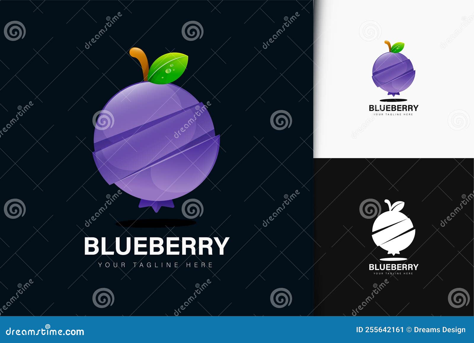 Blueberry Logo Design with Gradient Stock Vector - Illustration of ...