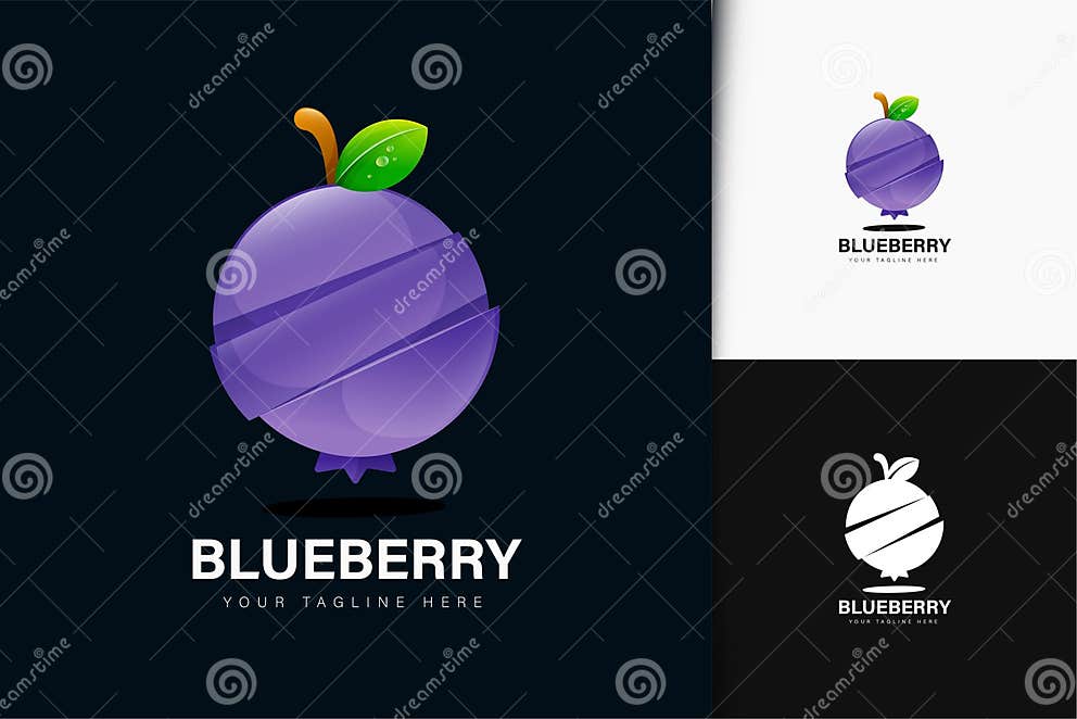 Blueberry Logo Design with Gradient Stock Vector - Illustration of ...