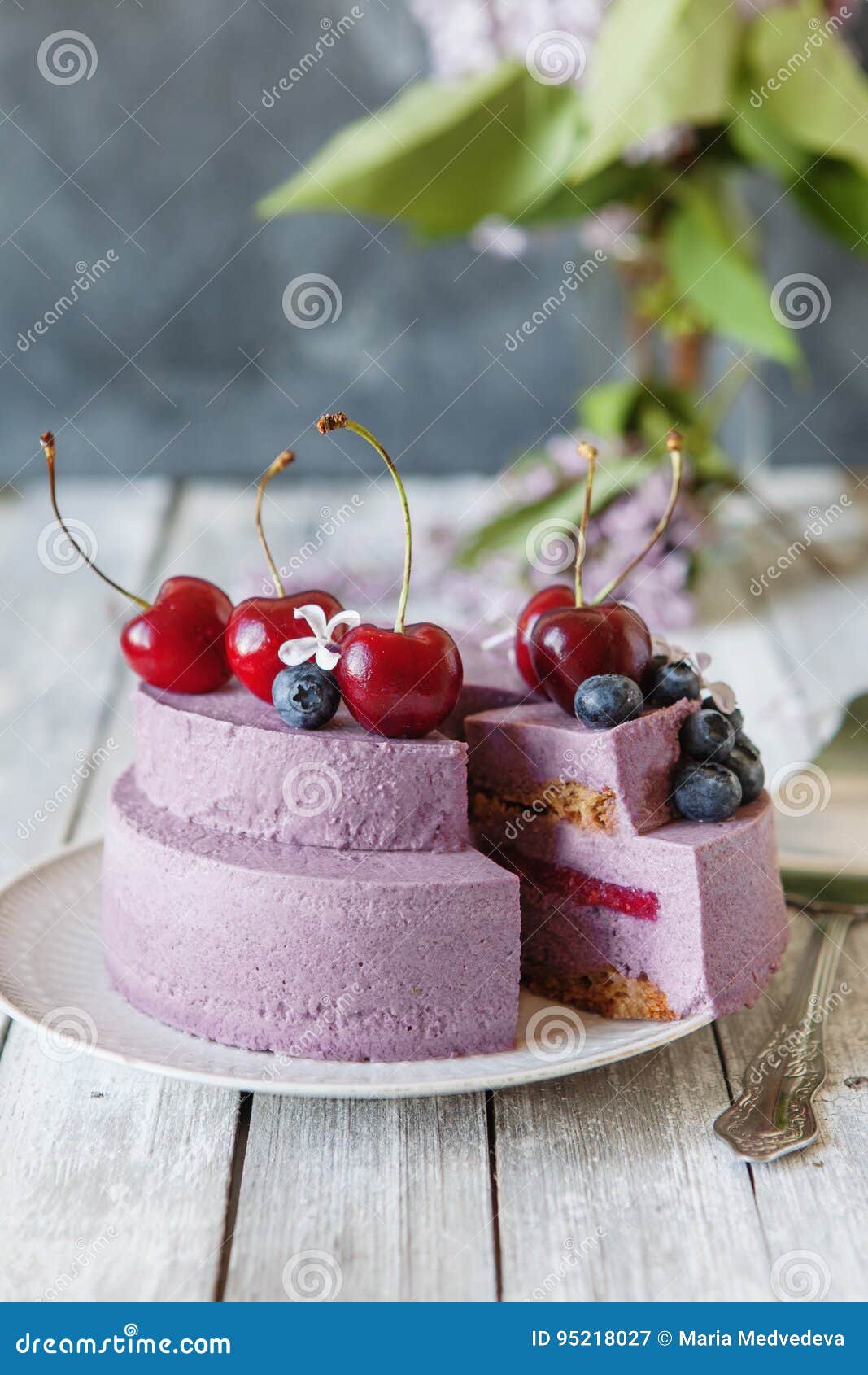 Blueberry mousse cake stock image. Image of frozen, mini - 95218027