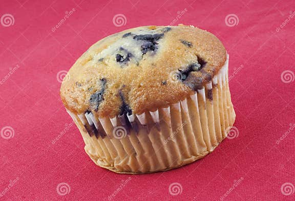 Blueberry Muffin on Red Background Stock Photo - Image of horizontal ...