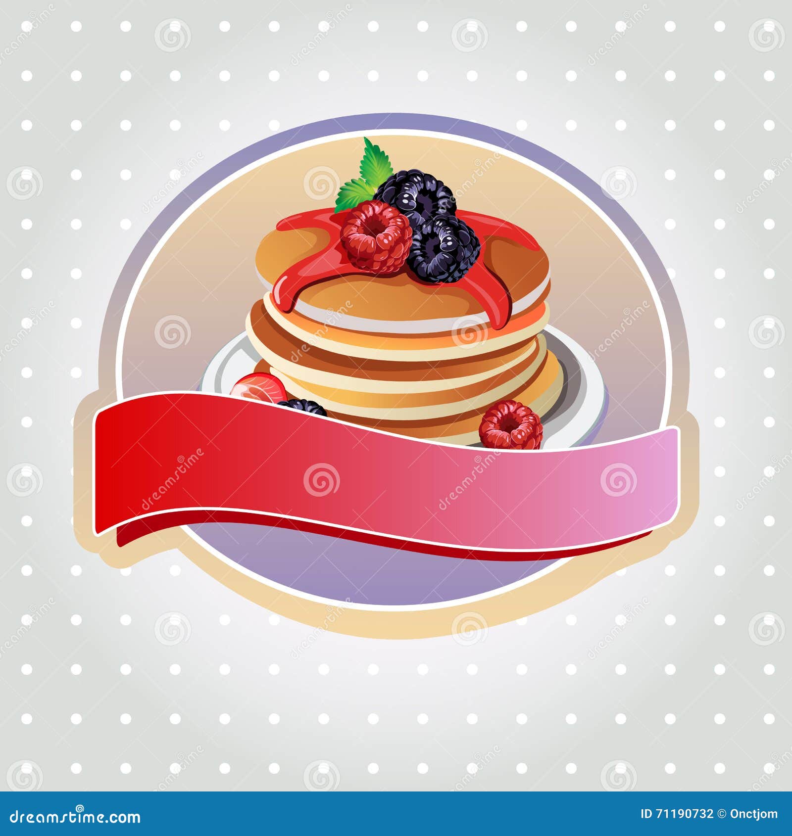 Blueberry pancake label stock vector. Illustration of dinner - 71190732