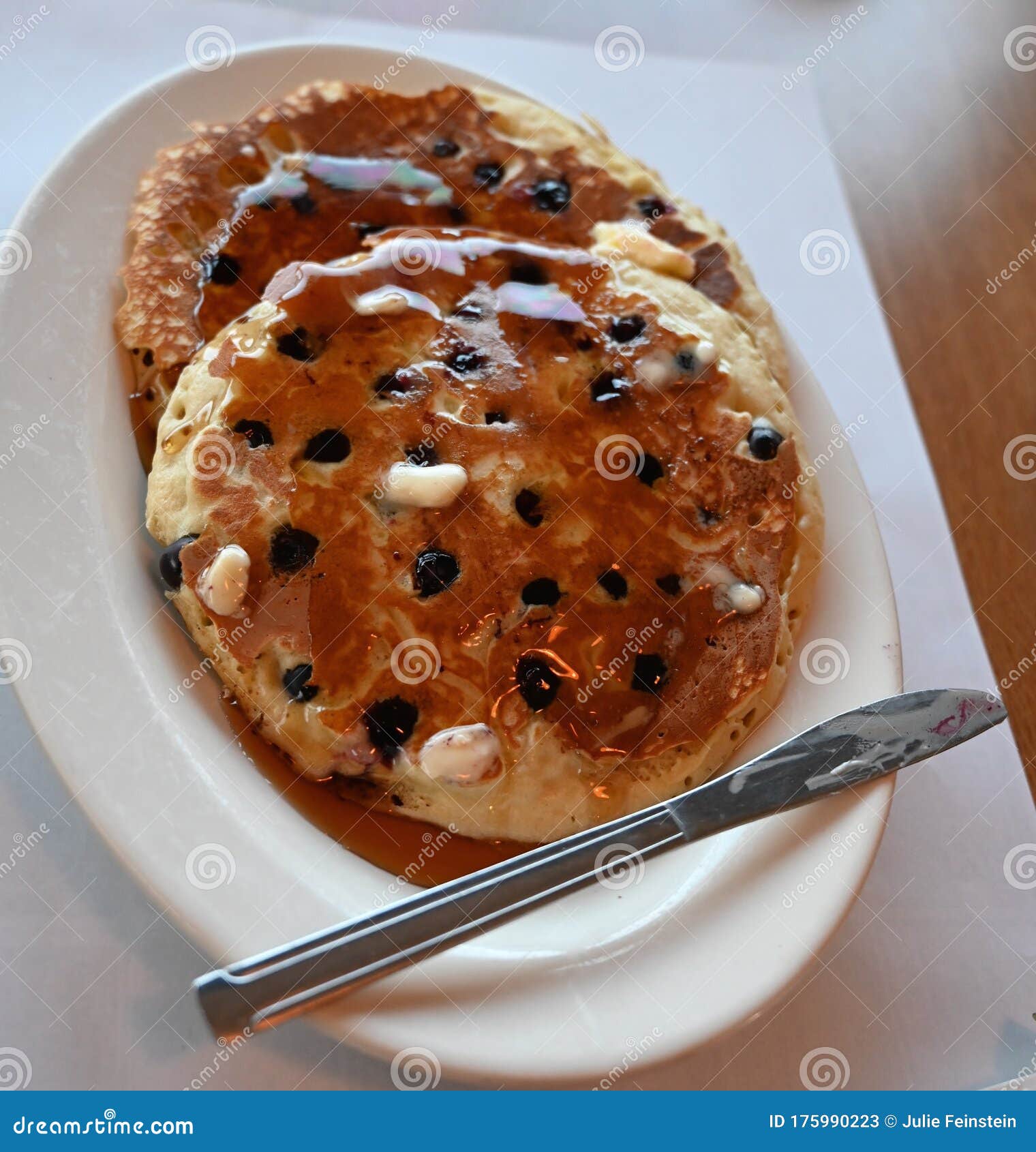 Blueberry Pancakes Short Stack Stock Image - Image of morning, butter ...