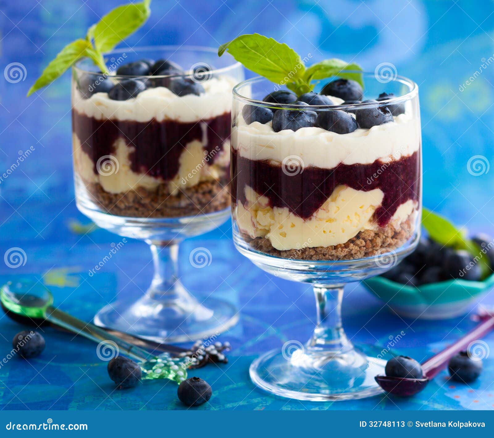 Blueberry parfait stock image. Image of mint, sweet, custard - 32748113